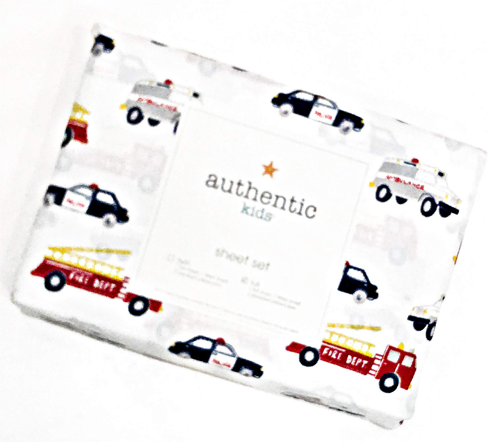 Authentic Kids Rescue Vehicles.FIRE Engine, Ambulance, Police Car 4 pc. Full Sheet Set