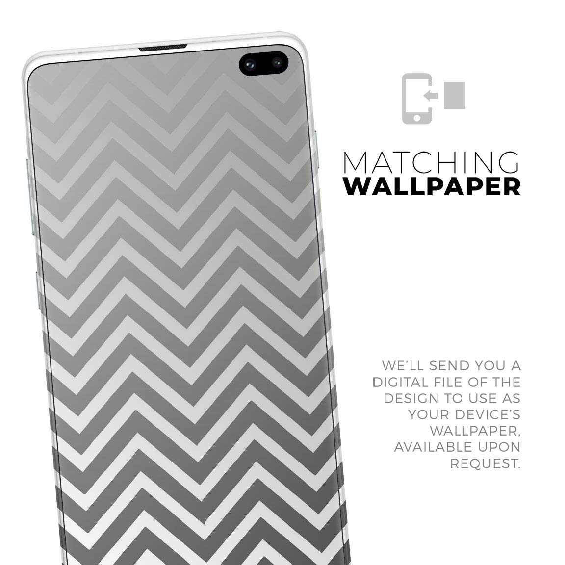 DesignSkinz White & Gradient Sharp Chevron Protective Vinyl Decal Wrap Skin Cover Compatible with The Samsung Galaxy S20 (Screen Trim & Back Glass Skin)