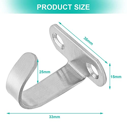 Cionyce 6 PCS Stainless Steel Screws Mount Ceiling Hooks, Brushed Nickel Towel Hook Heavy Duty Robe Clothes Hook, Under-Shelf Coat Hook Hanger for Bathroom Kitchen Cabinet