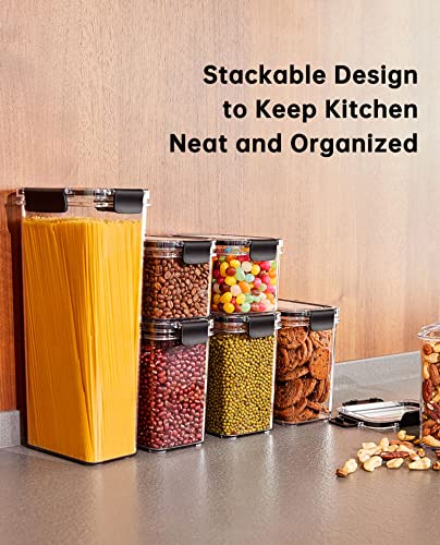 Airtight Food Storage Container Set, 15 Pack Cereal Containers Plastic Food Canisters with Lids, BPA Free,for Pantry Organization Flour Sugar Storage, Marker and Labels