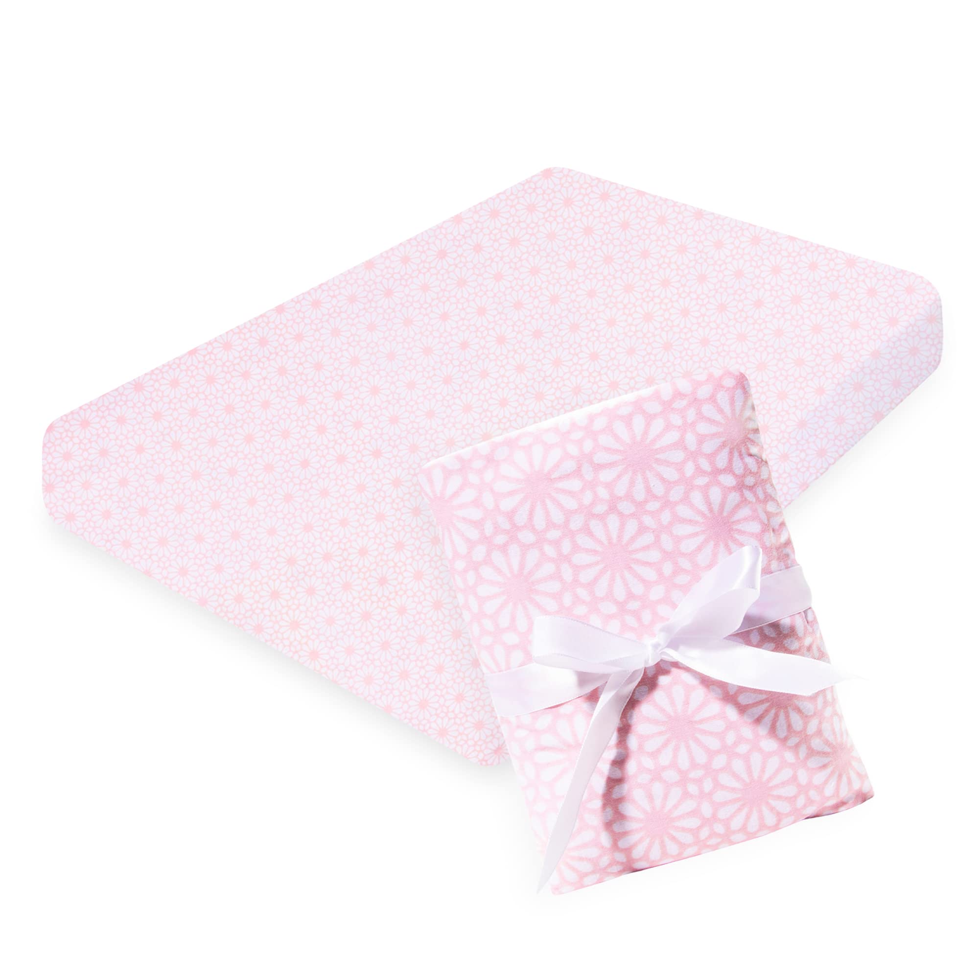 World Kind Brand - Floral Baby and Toddler Bed Sheets, Soft and Breathable Baby Sheets, Pure Cotton-Made Baby Girl Crib Sheets, Pink and White Crib Sheet with Elastic, 52 x 28 x 9 inches
