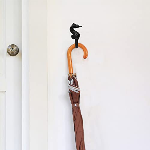 AOAOYING Wall Storage Hooks β Hippocampus Decorative Wall Mounted Coat Hooks for Hanging Coats, Scarves, Bags, Purses, Backpacks, Towels Indoor and Outdoor Hooks (Black 5 Pack)
