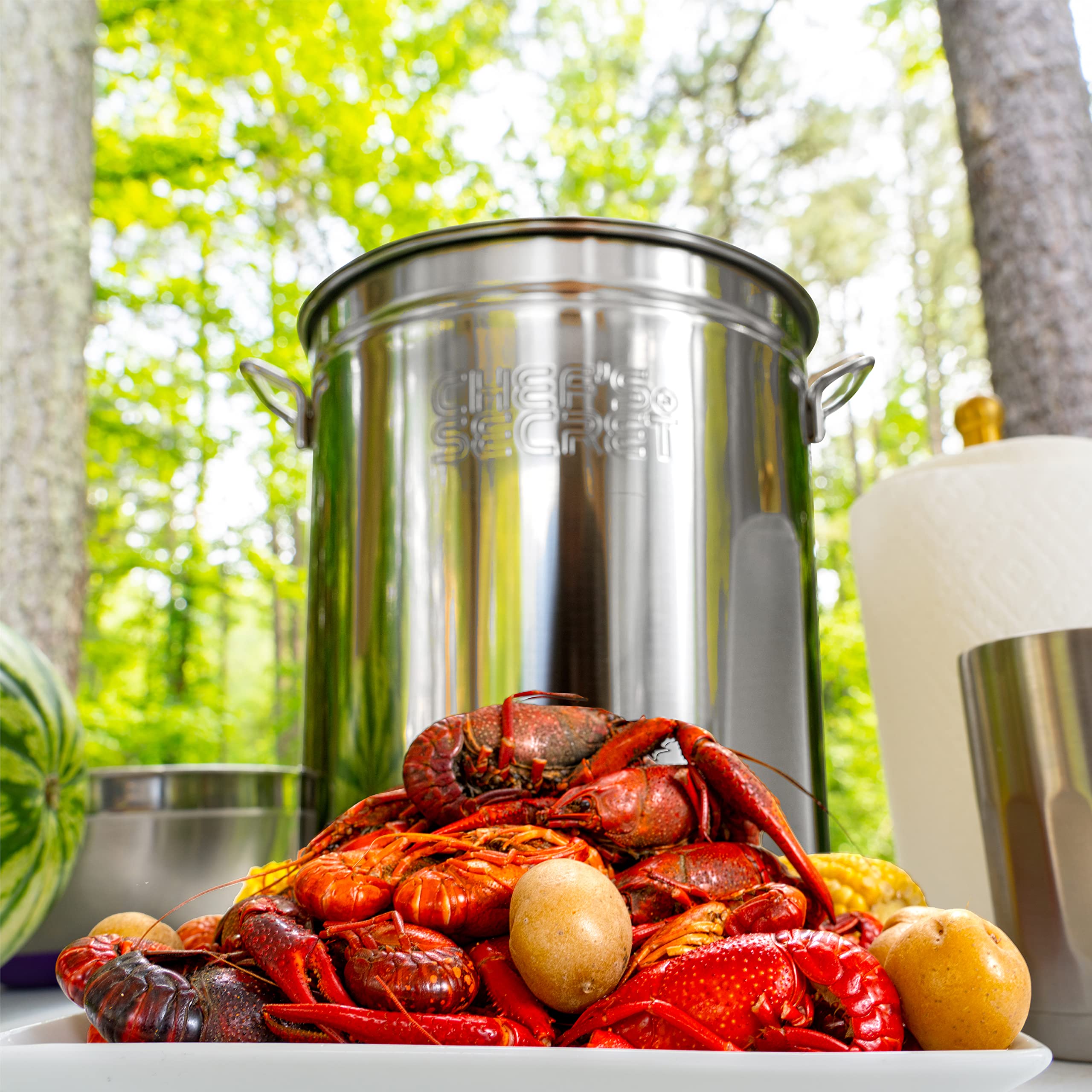 Chef's Secret 44 Quart Stainless Steel Stockpot w/Basket Perfect for Gumbo, Spaghetti, Crawfish Boils, Stews and Gumbo