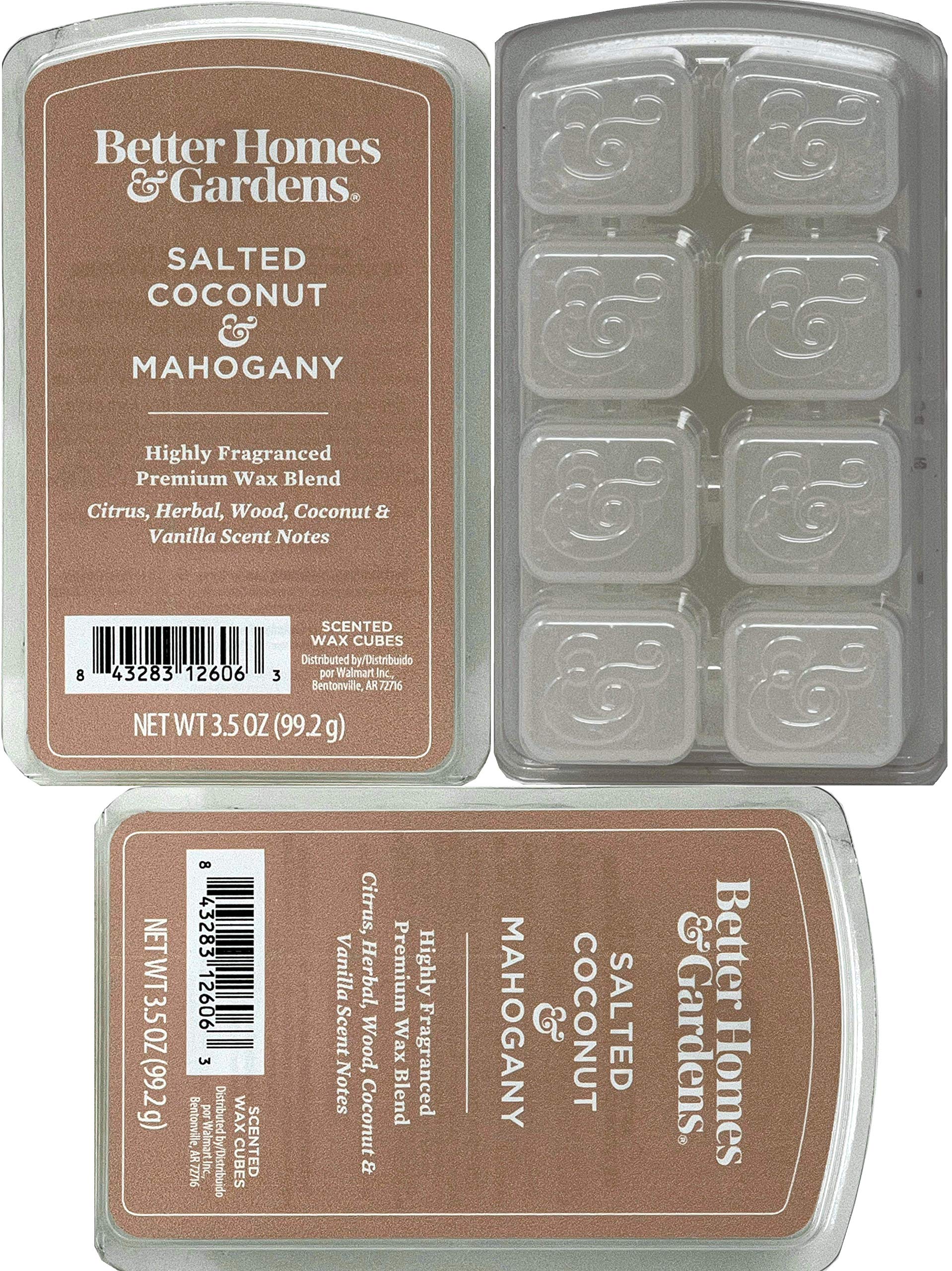 Better Homes & Gardens. Better Homes and Gardens - Salted Coconut and Mahogany 3.5oz Scented Wax Cubes 3-Pack, 3.5oz (99.2g) x 3, Off-white