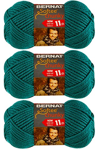 Bernat Softee Chunky Yarn Bundle Super Bulky #6, 3 Skeins Emerald 28200