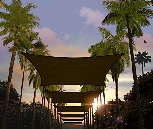 Amgo 12' x 12' Brown Square Sun Shade Sail Canopy Awning AGTAPS12, 95% UV Blockage, Water & Air Permeable, Commercial and Residential, 3 Years Warranty (We Make Custom Size)