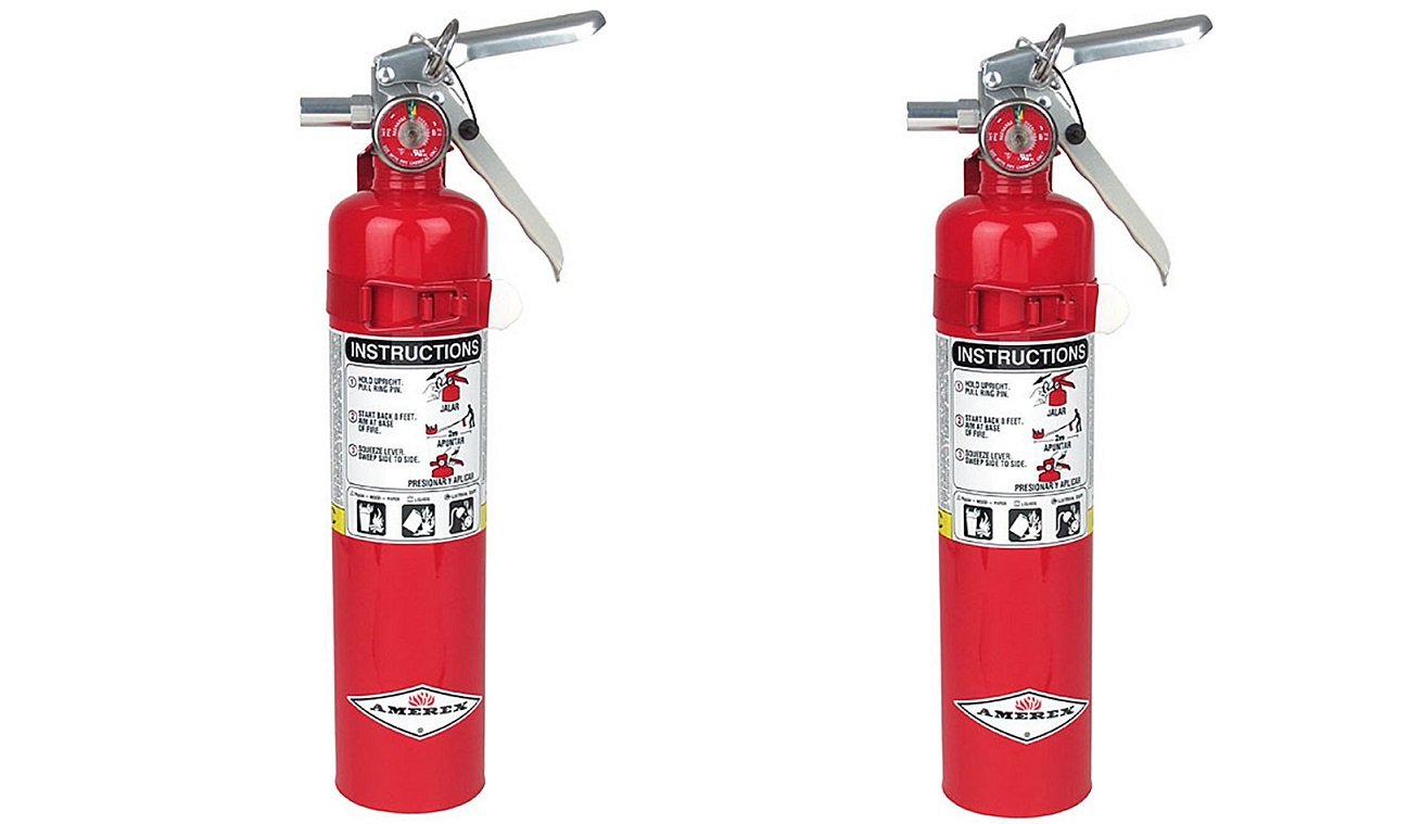 Amerex B417, 2.5lb ABC Dry Chemical Class A B C Fire Extinguisher, with Wall Bracket (2-PACK)
