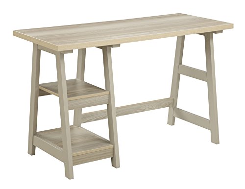 Convenience Concepts Designs2Go Trestle Shelves Desk, 47"L x 20.25"W x 29.25"H, Weathered White