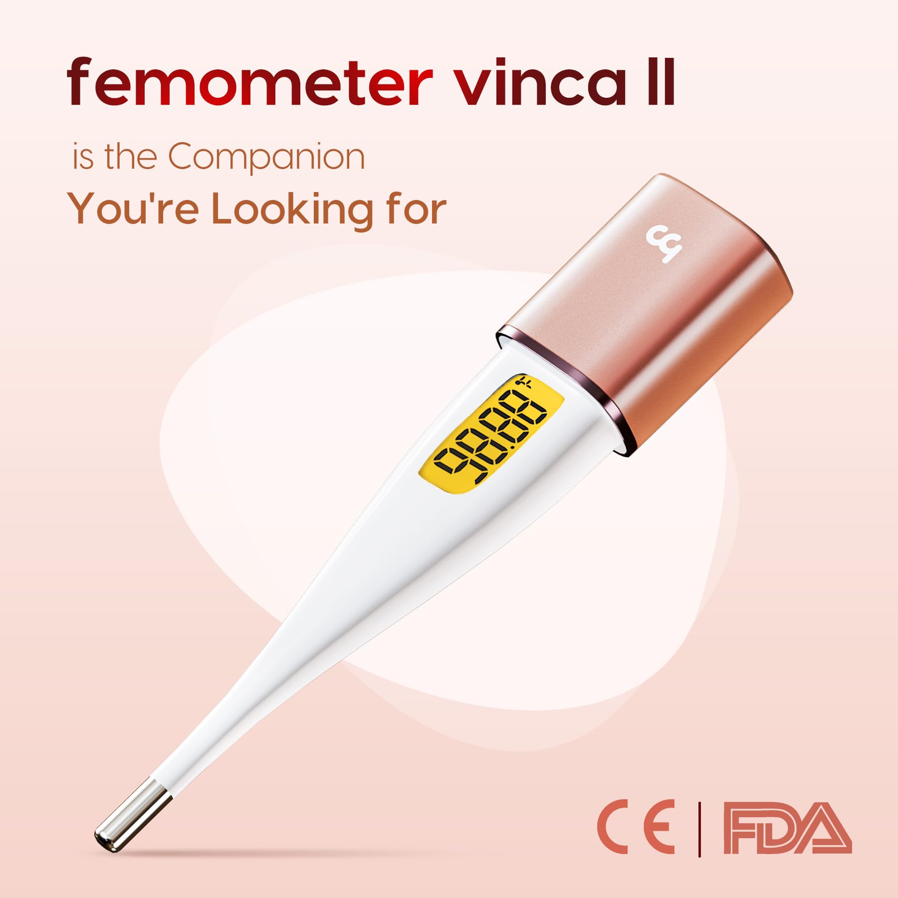 Femometer Smart Basal Thermometer, Intelligent BBT Thermometer with Bluetooth and Backlight, Fertility Monitor Period Tracker, Sync with Femometer APP, Gold