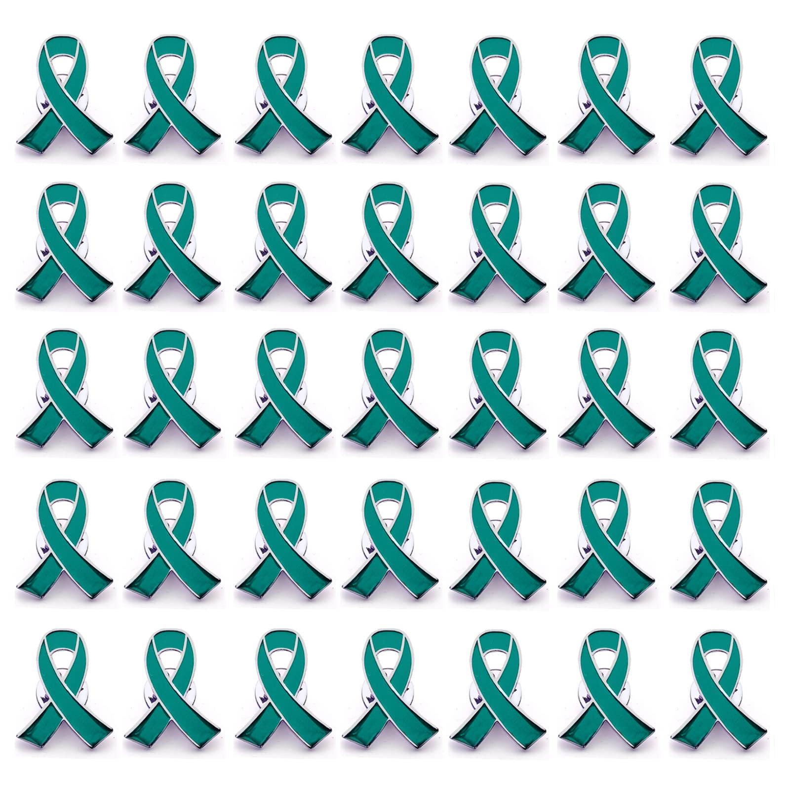 50pcs Teal Ribbon Awareness Pins Cervical Ovarian Cancer Awareness Products Pin