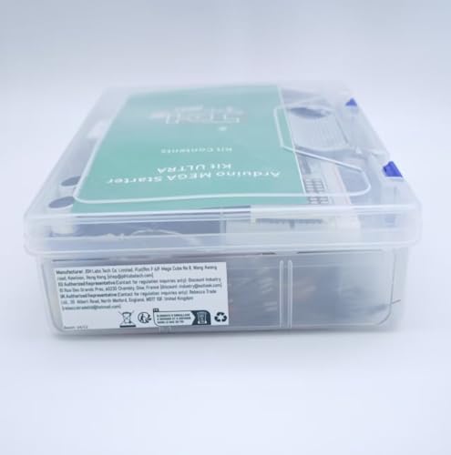 jdhlabstech MEGA 2560 Starter Kit Ultra (100% Open Source IDE Compatible) w/Battery Holder, Sensors, Modules, Resistor kit and Components (no Supply)