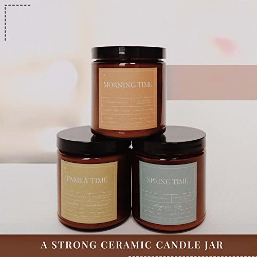Blessed Is She - Sandalwood & Vanilla Scented Glass Candle Jar with Lid - 7.2 Oz | 100% NaturalĀ Soy Wax with Wood Wick Candles | 70-84 Hours Long Burning Candles for Home Scented