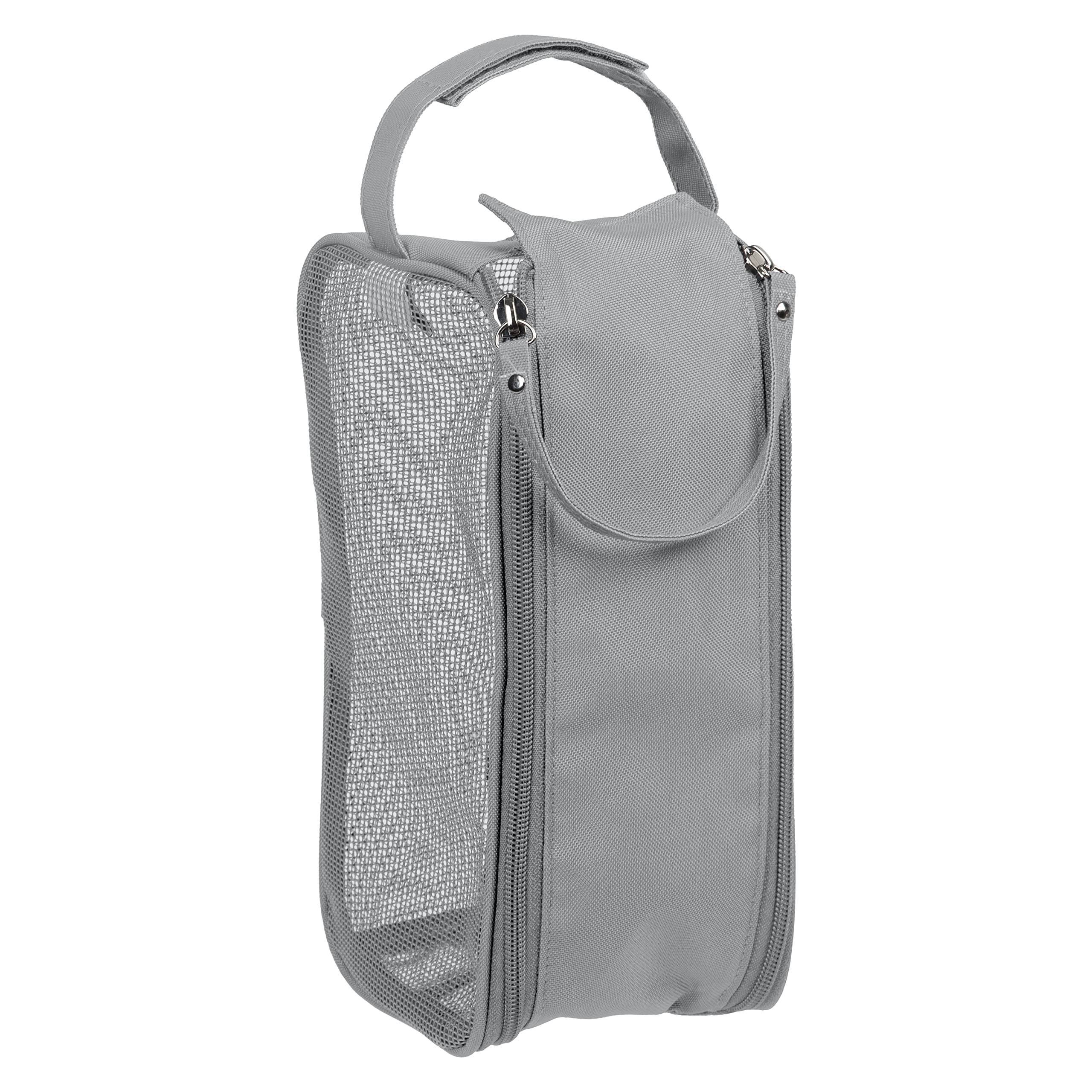 Simplify Hanging Mesh Toiletry Bag | Travel Organizer | Perfect for Dorm | Gym | Back to School | Shampoo | Shower Accessories | Grey