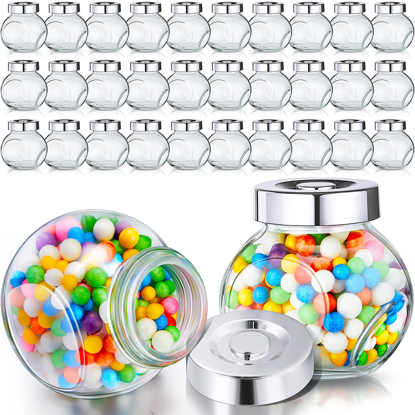 30 Pcs 3.4 oz Small Glass Jars with Lids Mini Candy Jars Tiny Mason Jar Candy Containers for Party Favors Wedding Gifts Spice Honey Sugar Herbs
