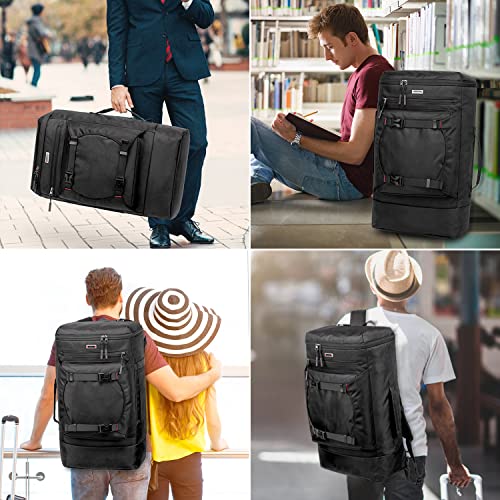 Asenlin Travel Backpack for Women Men,40L Large Carry on Backpack,17 Inch Laptop Backpack Flight Approved Water Resistant Sports Luggage for Casual Daypack Hiking Backpack-Black