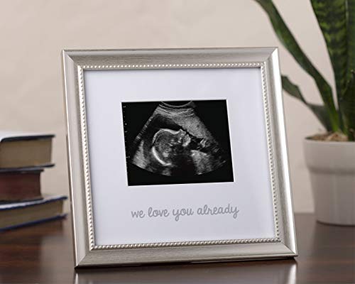 Lil Peach We Love You Already Sonogram Keepsake Frame, Perfect Keepsake for Expecting Parents, Pregnancy Announcement, Silver