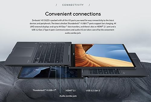 ASUS Zenbook 14.5" 2.8K(2880 x 1800) 120Hz OLED Laptop | EVO 12-Core i5-13500H | 100% DCI-P3 Pantone | WiFi 6E | 2X Thunderbolt 4 | Widnows 11 Home | w/HDMI (8GB LPDDR5 RAM | 1TB PCIe SSD)