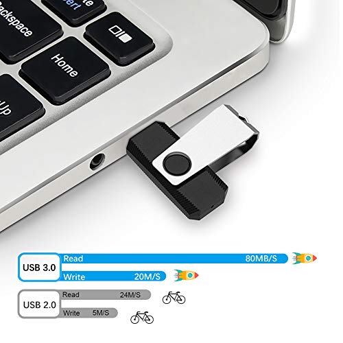 Flash Drives 10 Pack 16GB USB Drive Bulk USB 3.0 Thumb Drives 16GB Memory Stick with LED Indicator Keychain Hole (Black 10-Pack)