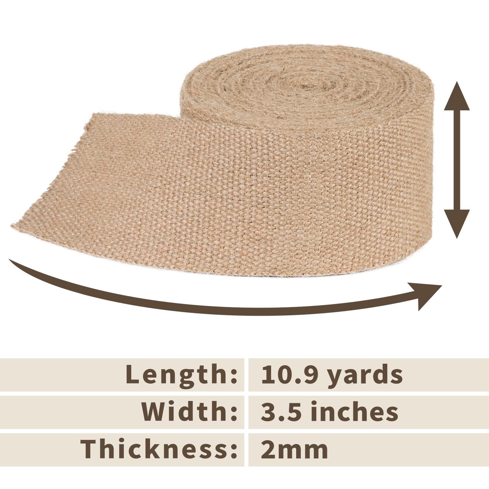 Mecleup 10.9 Yards 3.5"" Natural Burlap Fabric for Craft Projects, Jute Webbing for Chair Seat, Upholstery Webbing for Chairs