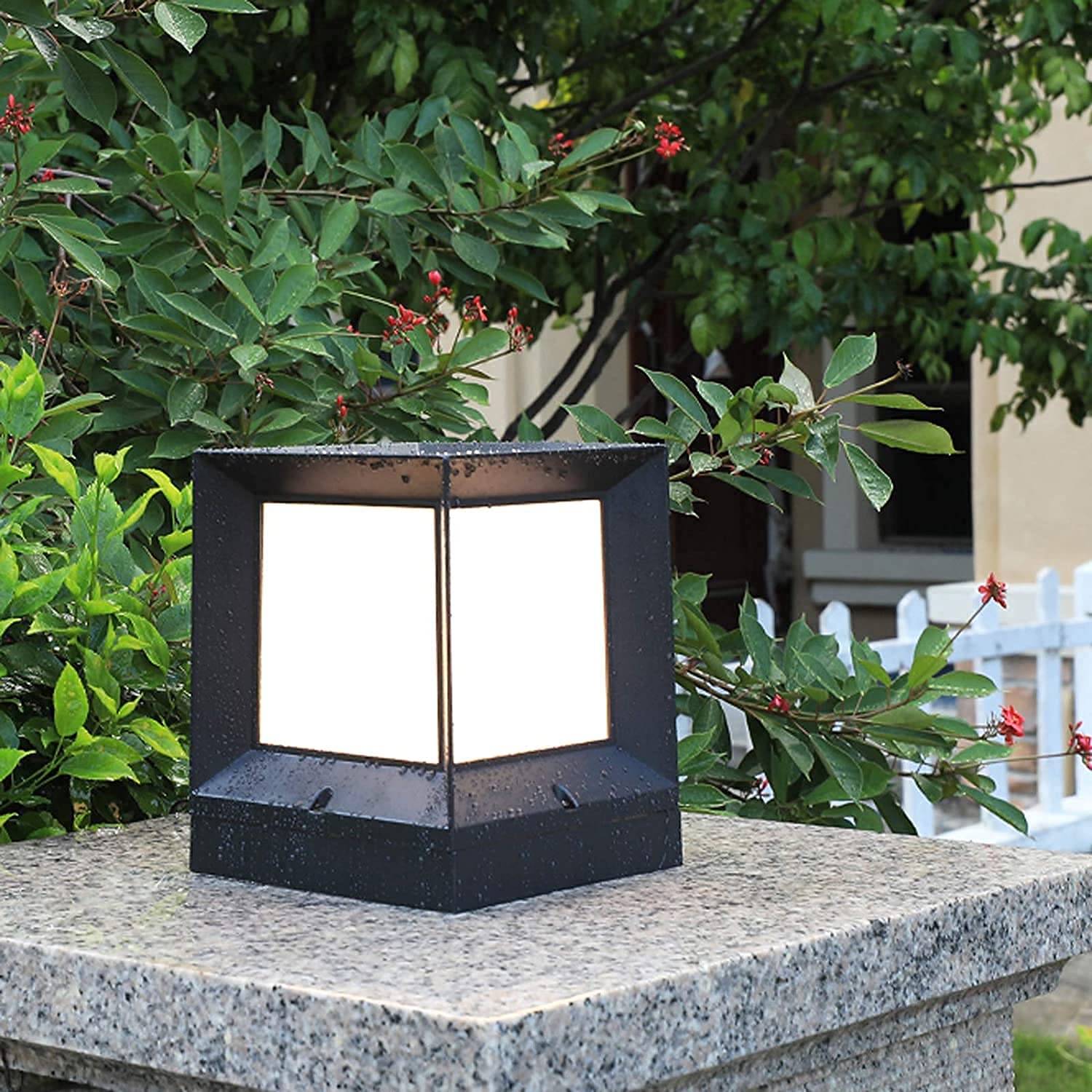 CGJDZMD Outdoor Column Lights, E27 Post Light Fixture IP55 Waterproof Head Lamp Square Fence Guardrail Modern Minimalist Garden Villa Floor Pillar Lantern¡­, M