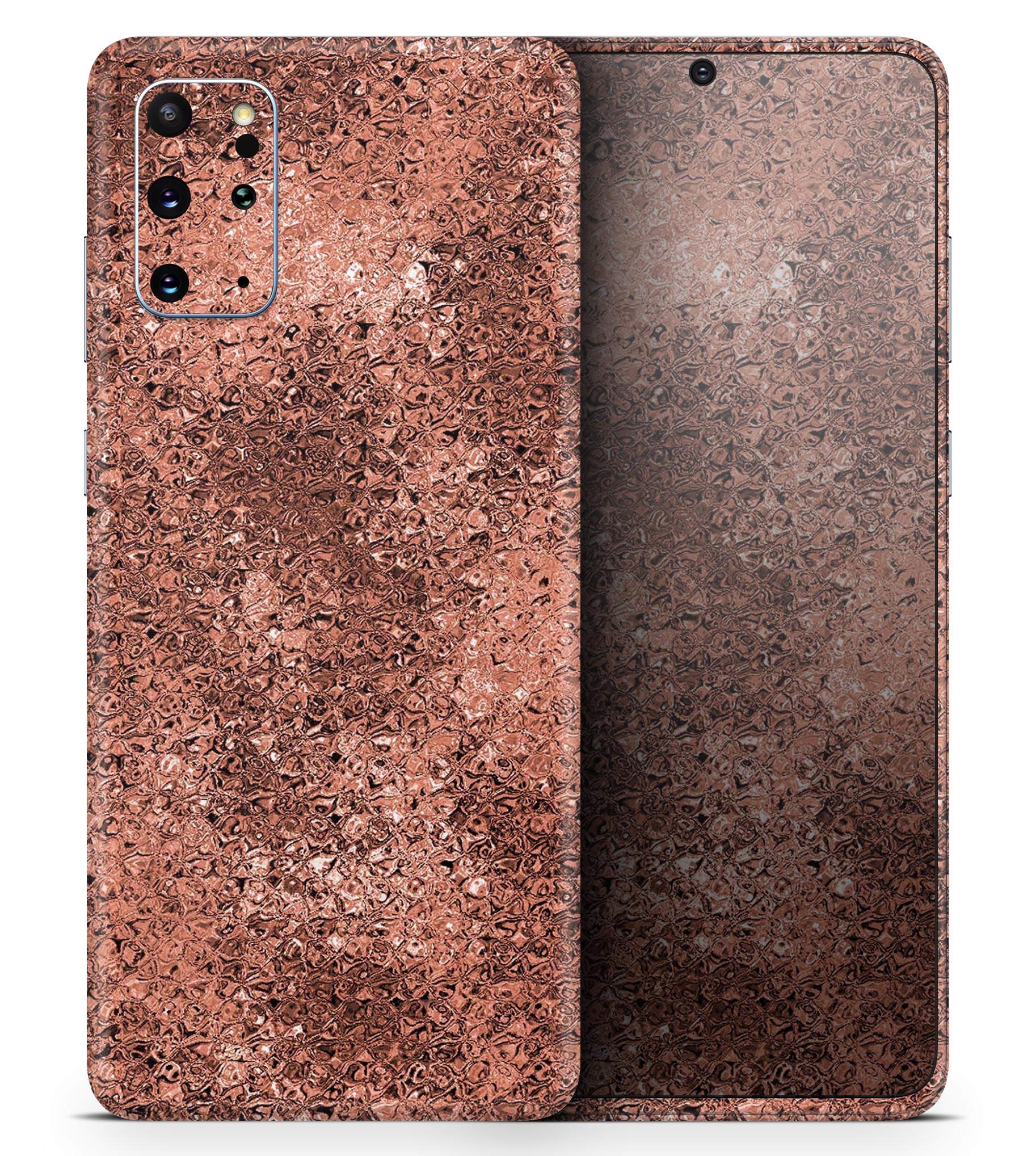 DesignSkinz Rose Gold Liquid Abstract Protective Vinyl Decal Wrap Skin Cover Compatible with The Samsung Galaxy S20 (Screen Trim & Back Glass Skin)