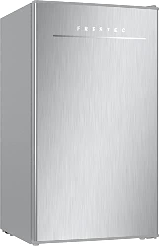 Frestec Small Refrigerator with Freezer, 3.1 cu ft Mini Fridge Retro Compact Refrigerator for Bedroom, Dorm, Office, Energy Star Ultra-Quiet Adjustable Temperature,(Sliver)