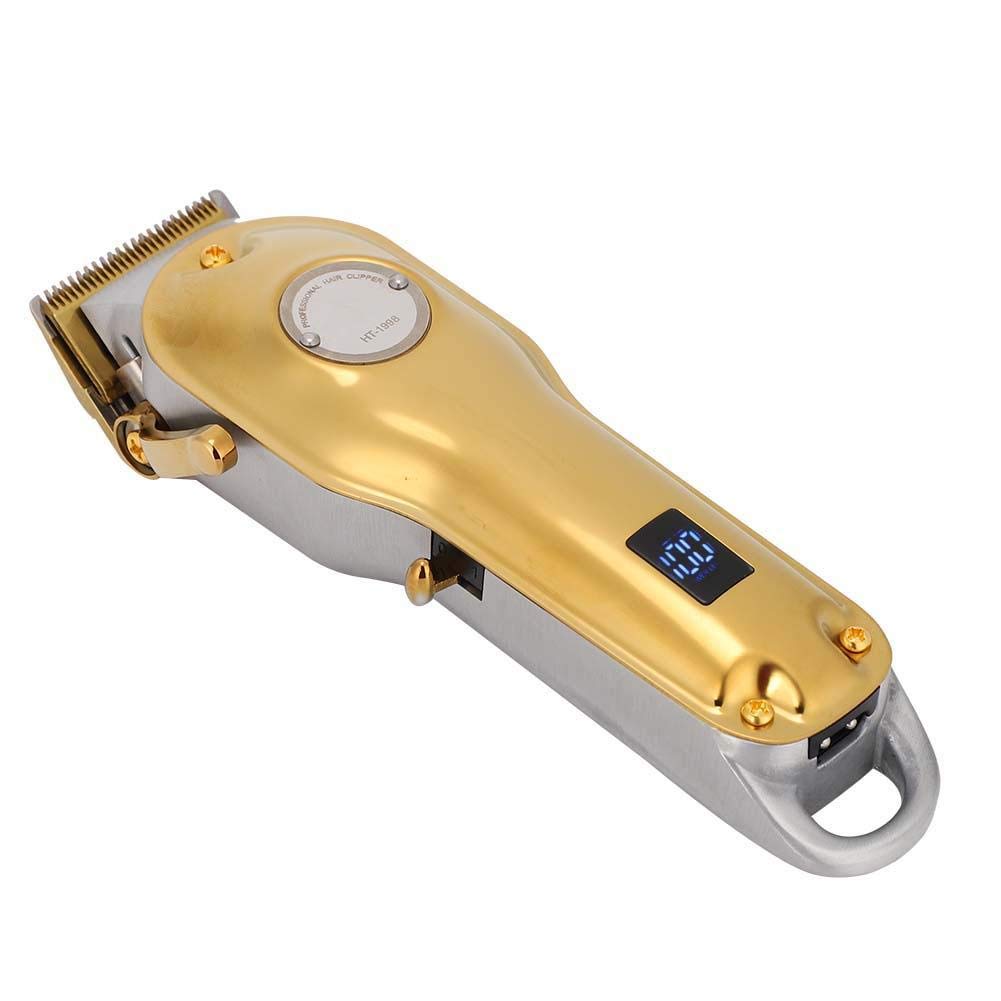 FTVOGUE Professional Electric Hair Clipper Beard Trimmer Hair Cutting Machine Grooming Kit US Plug 100-240V (Gold)
