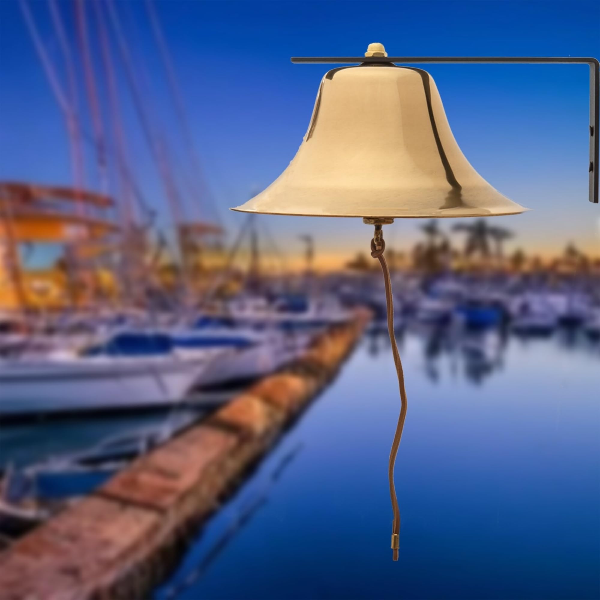 Bevin Bells Yacht Bell – Solid Brass 8" Fog Bell | Ship Bell | Boat Bell | Wonderful Tone with a Loud and Long Ring | Hanging Bell | Highly Polished and Lacquered | Made of Solid Brass | Made in USA