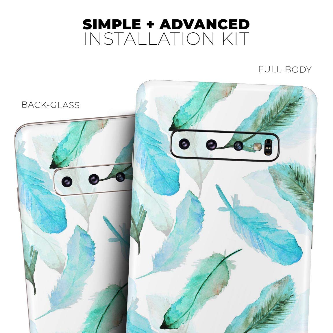 DesignSkinz Feathery Watercolor Protective Vinyl Decal Wrap Skin Cover Compatible with The Samsung Galaxy S20 (Screen Trim & Back Glass Skin)