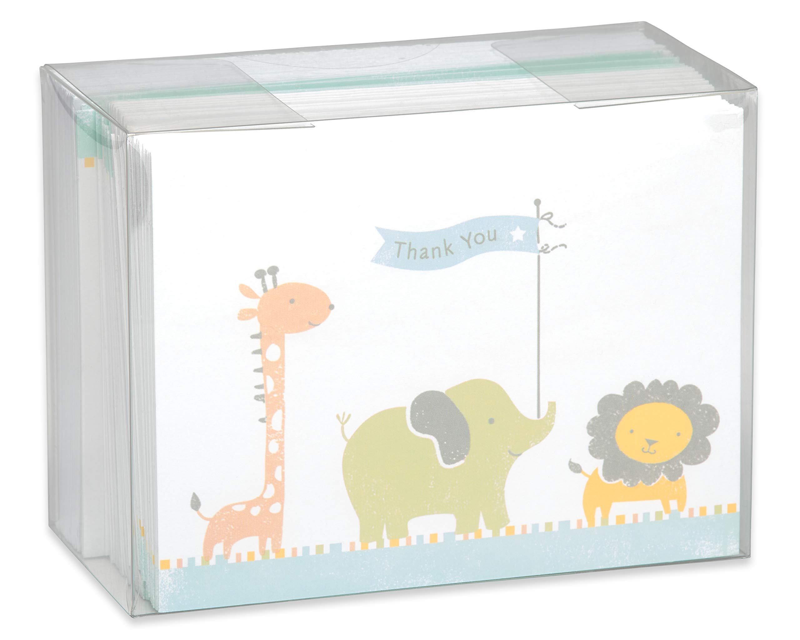 American Greetings Baby Shower Thank You Cards with Envelopes, Giraffe, Elephant and Lion (50-Count)