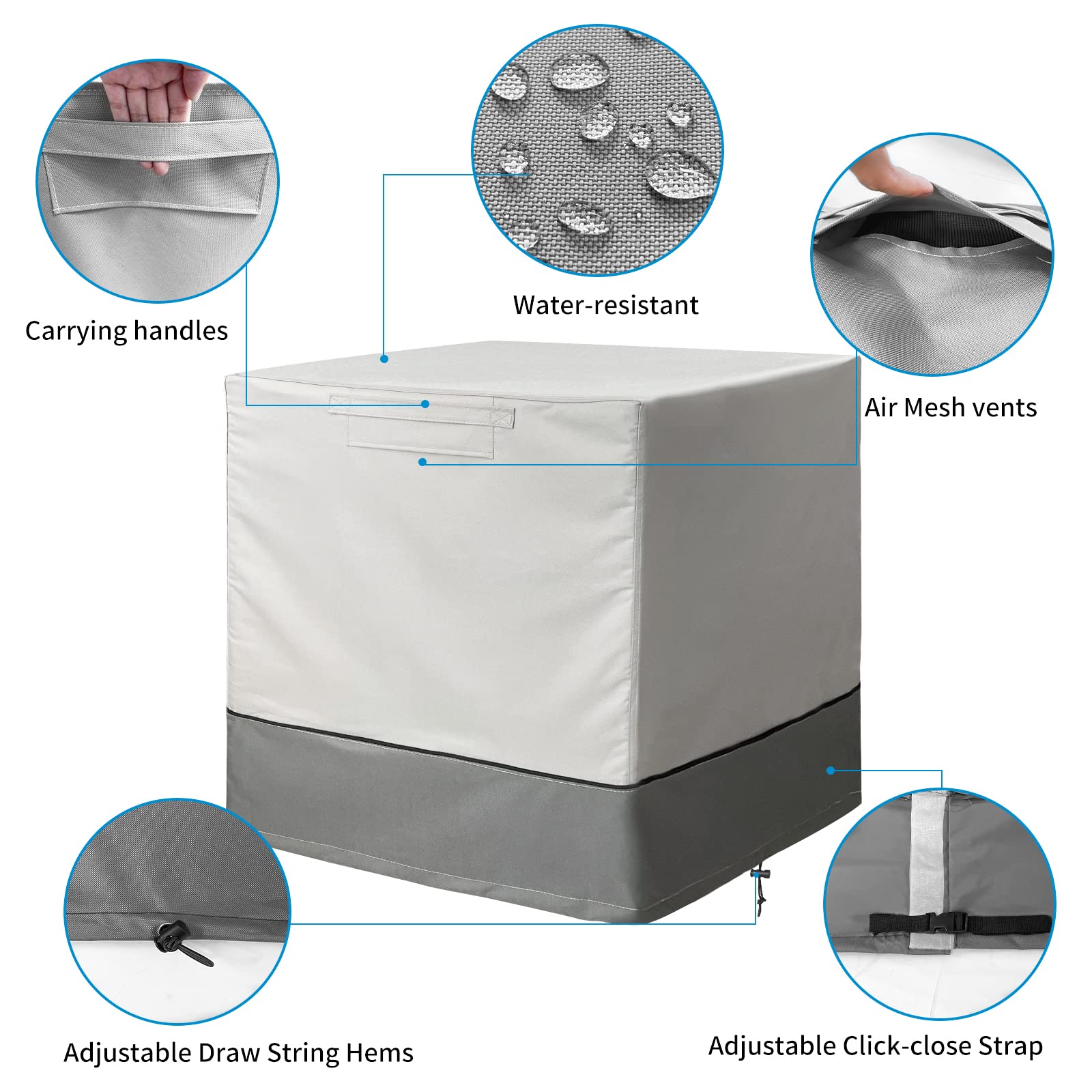 Liamoy Air Conditioner Cover for Outside Units - AC Cover Waterproof and Durable, Square Fits 30 x 30 x 32 Inches