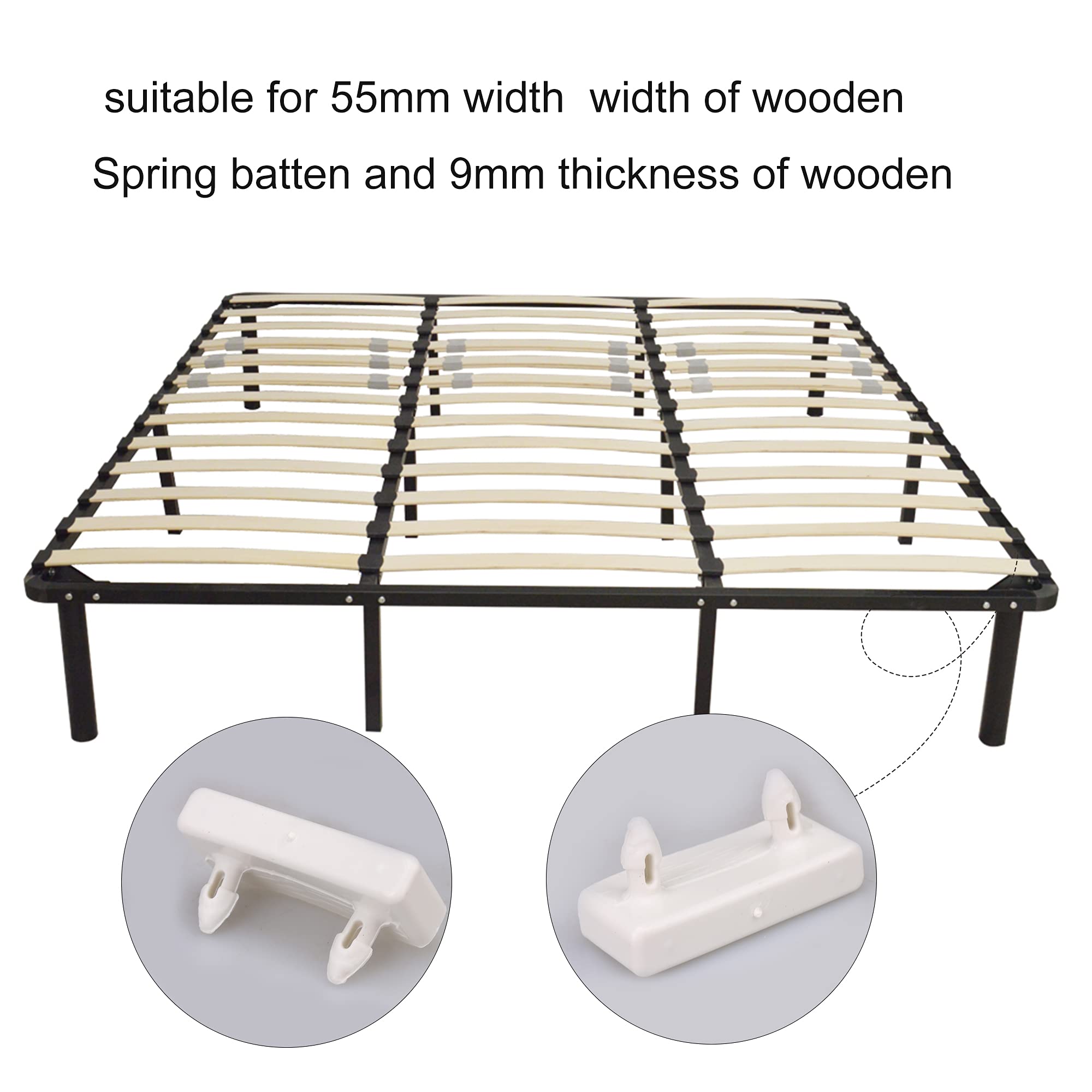 30 Pcs White Bed Caps Holders Plastic Single End Caps 55x9mm for Metal Wooden Beds