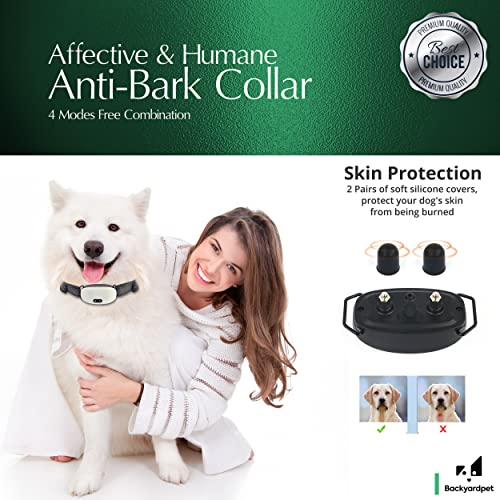 BackyardPet Dog Bark Collar, Rechargable Anti Barking Collar for Dogs with 7 Adjustable Sensitivity Levels and 8 Adjustable Shock and Vibration Levels - Bark Collar for Small, Medium and Large Dogs