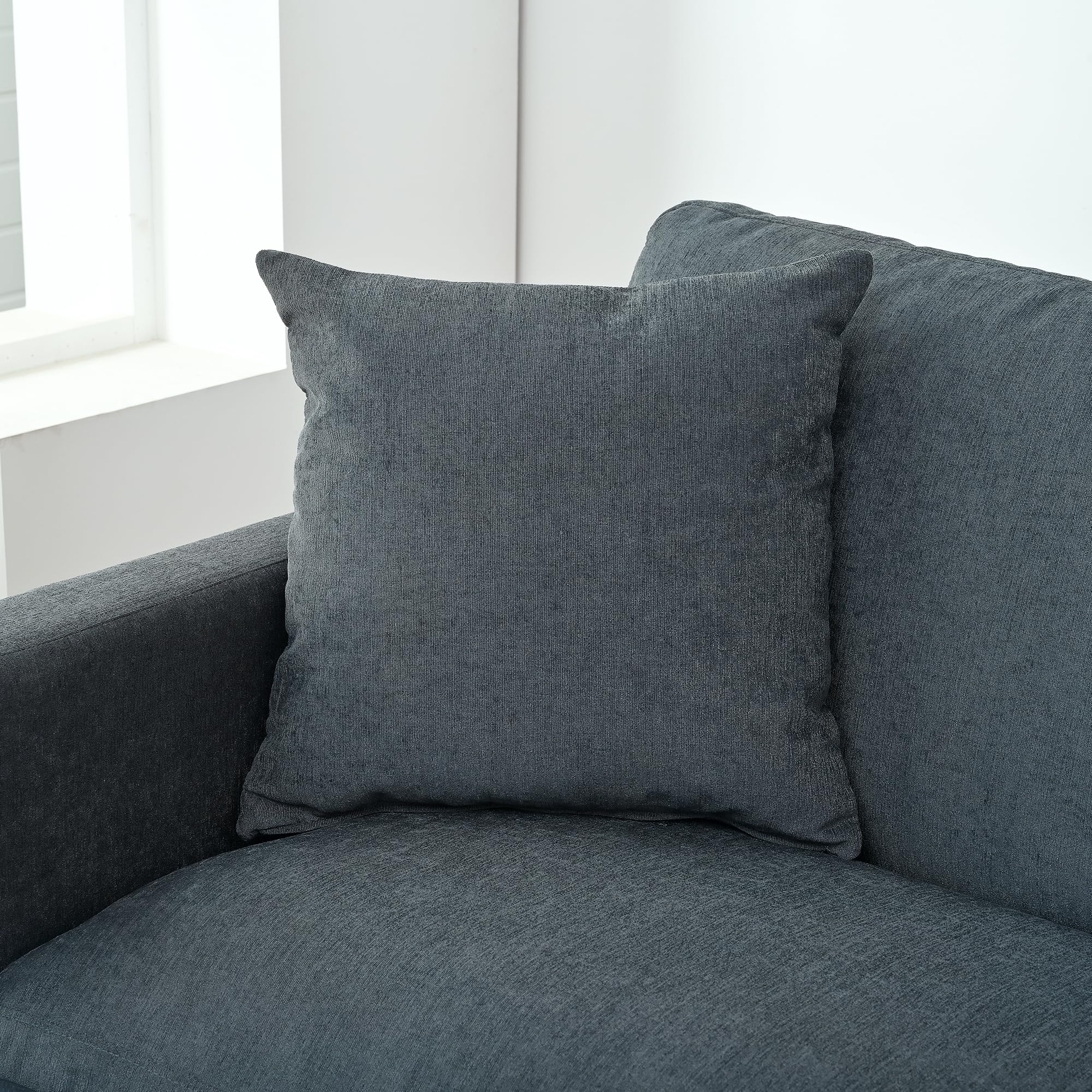 Wrofly L Shaped Modular Sectional Sofa Couch, Comfy Chenille 4 Seat Sofa Set with Convertible Ottoman and 2 Pillows, Modern Deep Seat Cloud Couch for Living Room Office Apartment, 107.9" W (Grey)
