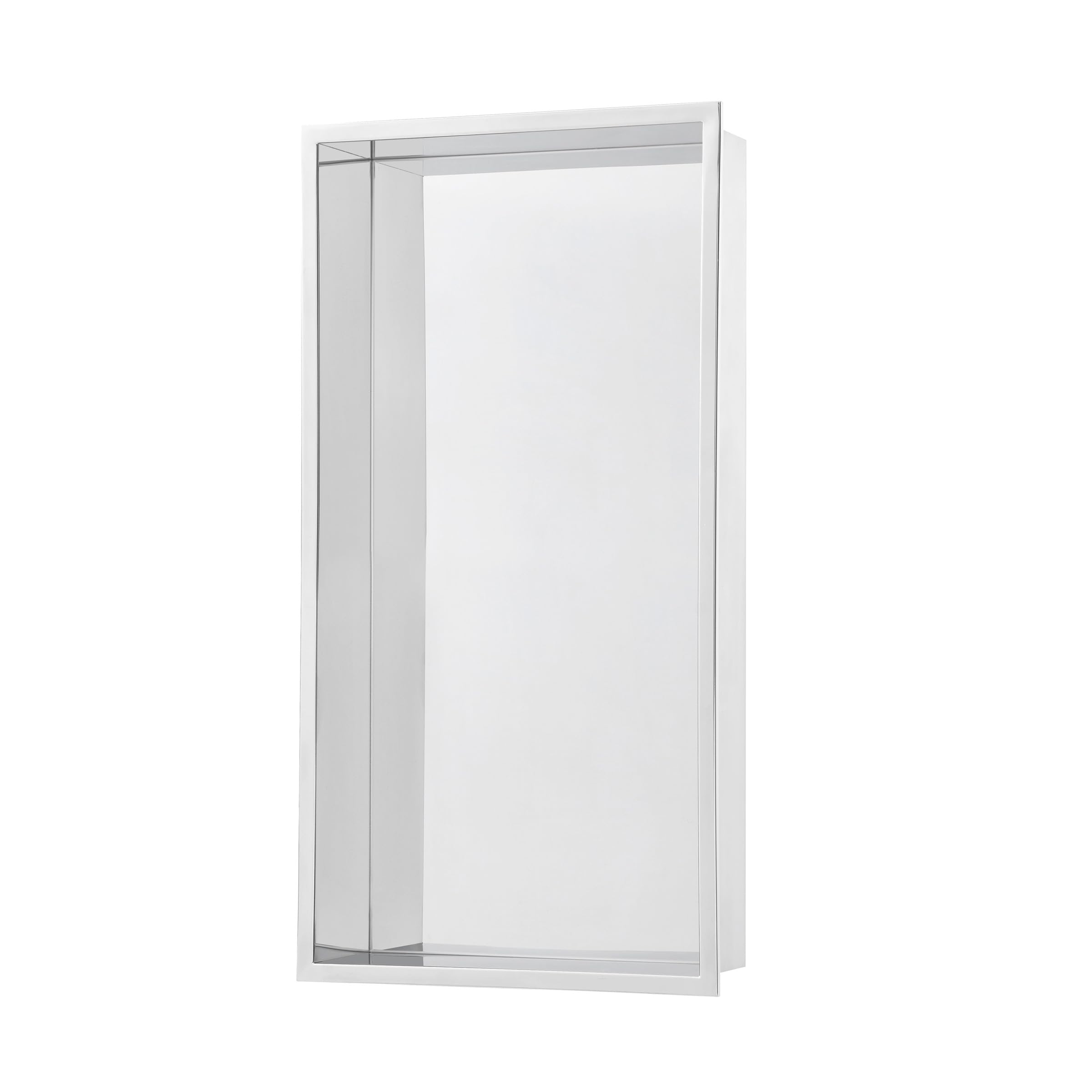 Swiss Madison Well Made Forever Voltaire 12β x 24β Stainless Steel Single Shelf Wall Niche in Polished Chrome