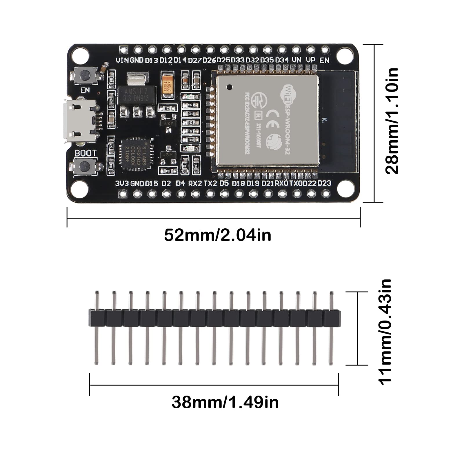 6pcs ESP32 ESP-WROOM-32 30Pin ESP-32S Development Board 2.4 GHz Dual Core WiFi Bluetooth Wireless Board Module Microcontroller