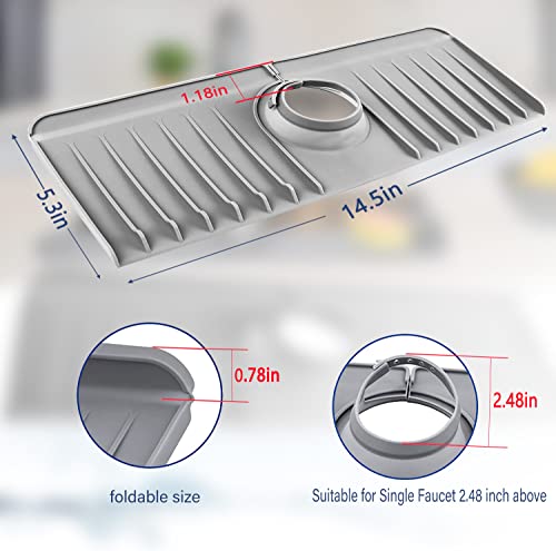 Actoridae Faucet Sink Splash Guard Water Catcher Mat with foldable trap for Kitchen & Bathroom Countertop Protect Suit for 2.5" Single Faucet