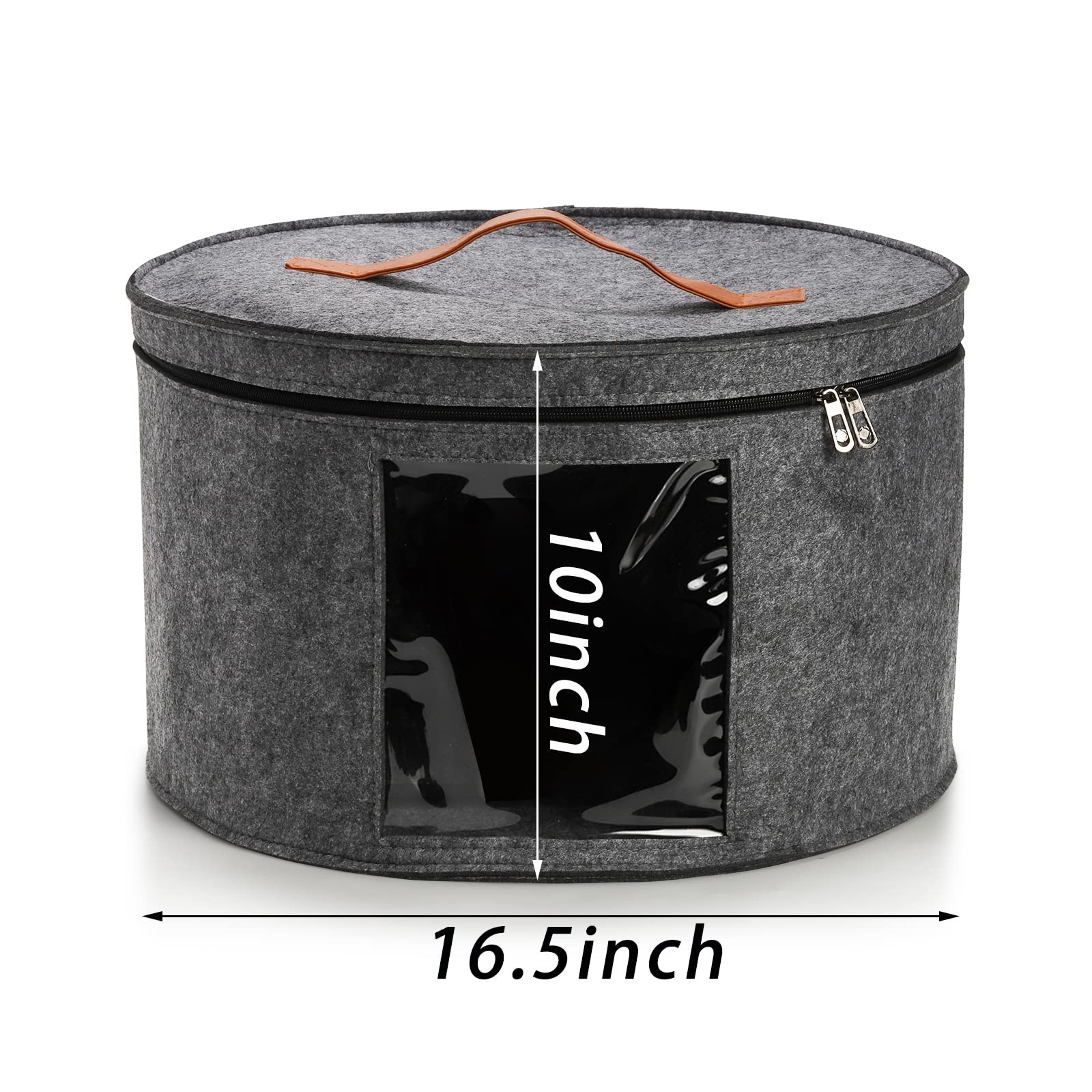 SOUJOY 2 Pack Hat Box with Lid, 16.5 x 10 Foldable Felt Hat Storage Box, Travel Case Clothes Storage Bin, Round Hat Organizer for Men Women Stuffed Animal Toy Clothes