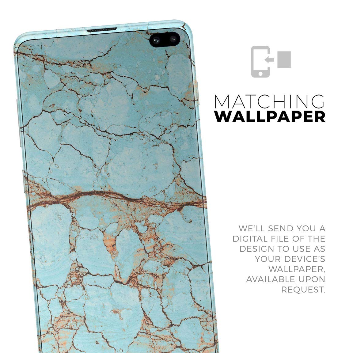 DesignSkinz Cracked Teal Stone Protective Vinyl Decal Wrap Skin Cover Compatible with The Samsung Galaxy S20 (Screen Trim & Back Glass Skin)