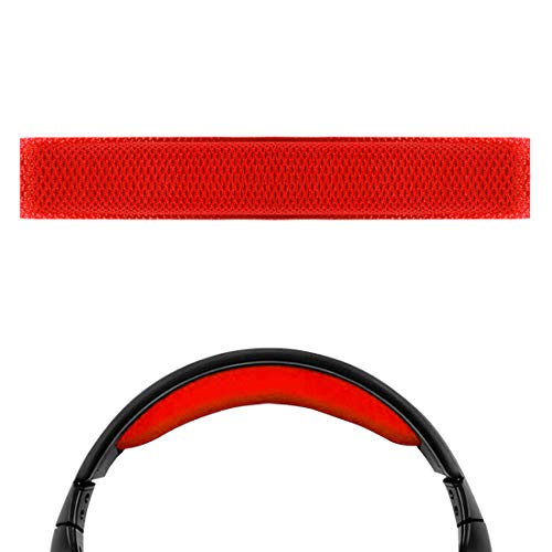 Geekria QuickFit Mesh Fabric Replacement Ear Pads for Logitech G430, G930 Headphone Ear Pad and Headband Pad/Ear Cushion + Headband Cushion/Repair Parts Suit (Red-Black)
