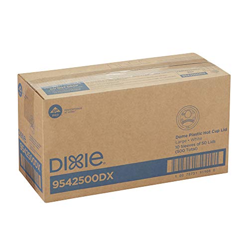 Dixie 10-20 oz. Dome Hot Coffee Cup Lid by GP PRO (Georgia-Pacific) White 9542500DX 500 Count (10 sleeves of 50 lids)