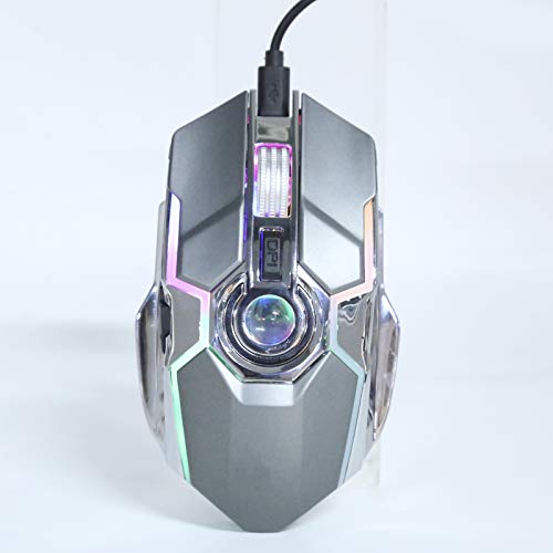 Rechargeable Gaming Mouse, 2.4gHz Wireless Mouse Streamer Gaming Mouse for Computer Laptop, With RGB Colorful Streamer Atmosphere(gray)