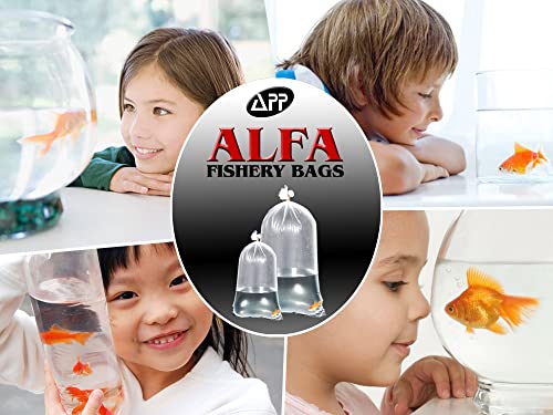 ALFA Fishery Bags Round Corners Bottom Leak Proof Clear Plastic Fish Bags Size 6 Inches for Marine and Tropical Fish Transport 2 mil. (6" x 12" / 100 Pack)