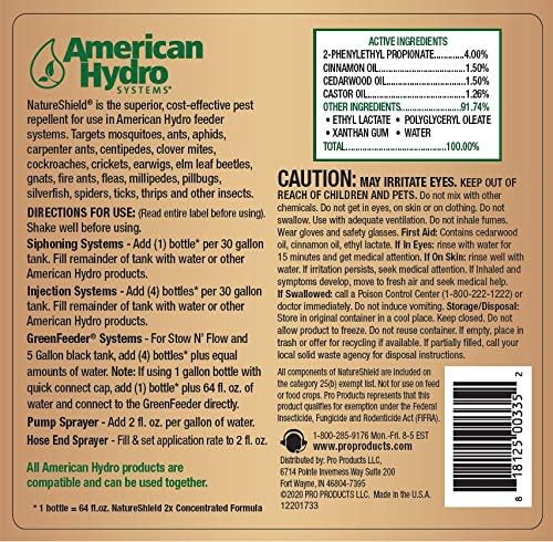 American Hydro Systems NatureShield Insect and Pest Repellent, Outdoor Bug Repellent for Patio and Lawn, Use with Irrigation Feeder System, Pump or Hose End Sprayer, 64 Oz