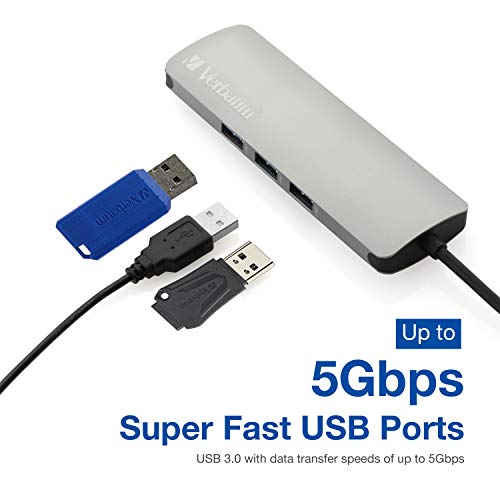 Verbatim 9-in-1 USB C Hub Adapter - 100W Power Delivery, USB 3.0, SD Card Readers, Gigabit LAN, 3.5mm Port for USB C Laptops