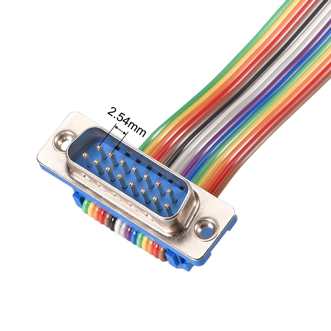 uxcell IDC Rainbow Wire Flat Ribbon Cable DB15 Male to DB15 Female Connector 2.54mm Pitch 19.7inch Length
