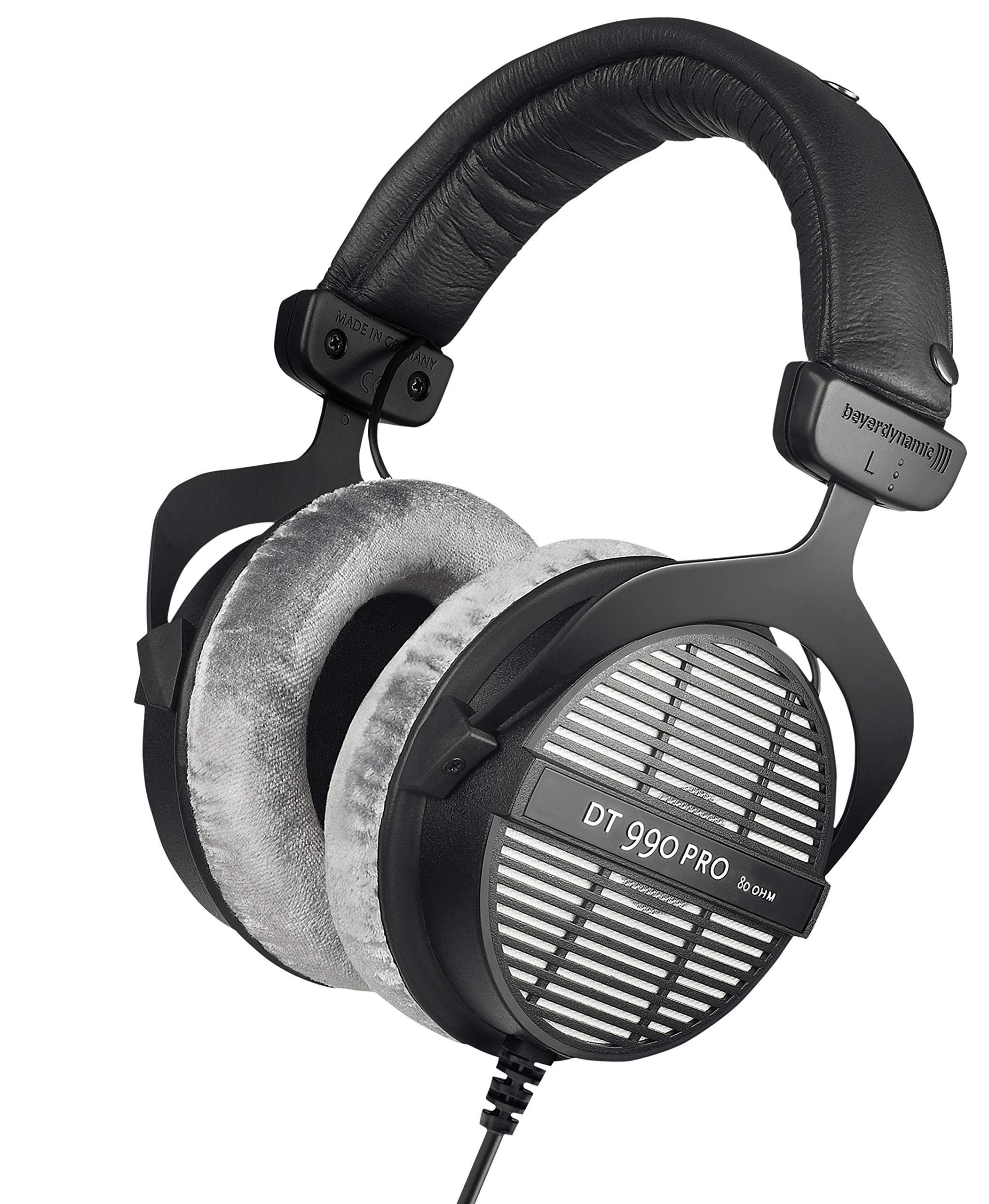 beyerdynamic DT 990 PRO Over-Ear Studio Monitor Headphones - Open-Back Stereo Construction, Wired (80 Ohm, Grey) (Renewed)