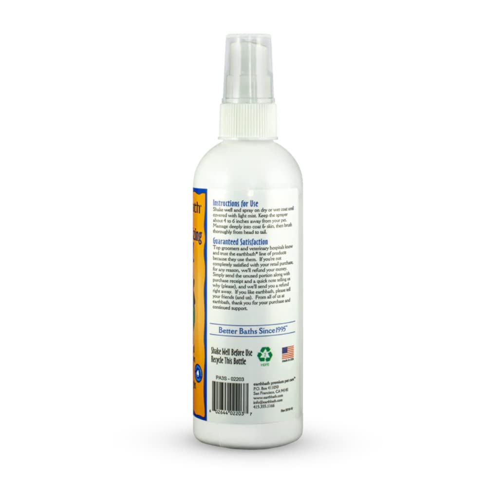 earthbath Vanilla & Almond 3-in-1 Dog & Puppy Deodorizing Spritz - Deodorizes, Conditions, & Detangles, Aloe Vera, Vitamin E - Keep Your Dog's Coat Feeling Soft and Tangle Free - 8 fl. oz
