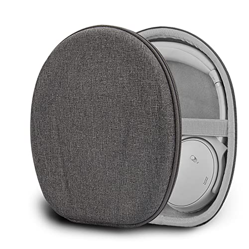Geekria Shield Headphones Case Compatible with Bose QC45, NC 700, QC35, QC25, QC15, QC SE Case, Replacement Hard Shell Travel Carrying Bag with Cable Storage (Dark Grey)
