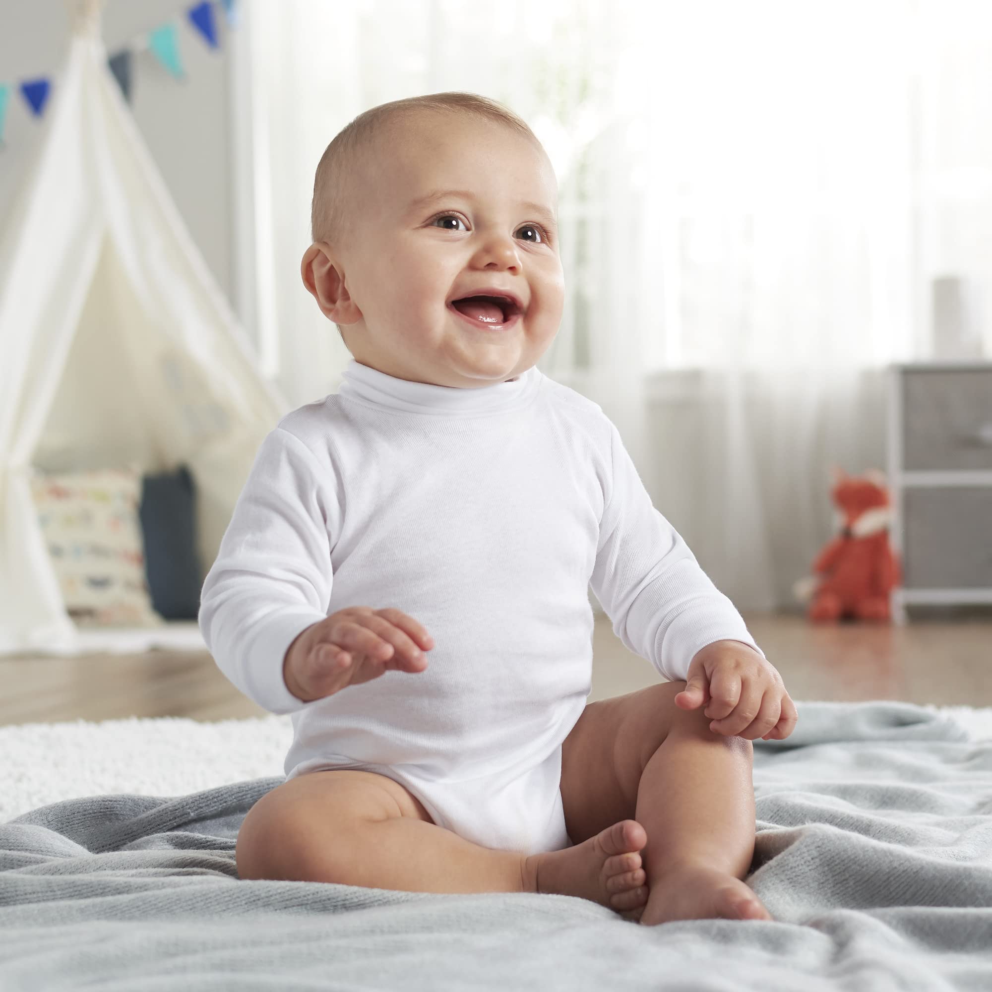 Gerber baby boys 2-pack Long Sleeve Turtleneck Onesies Bodysuits Footie, White, 3T US